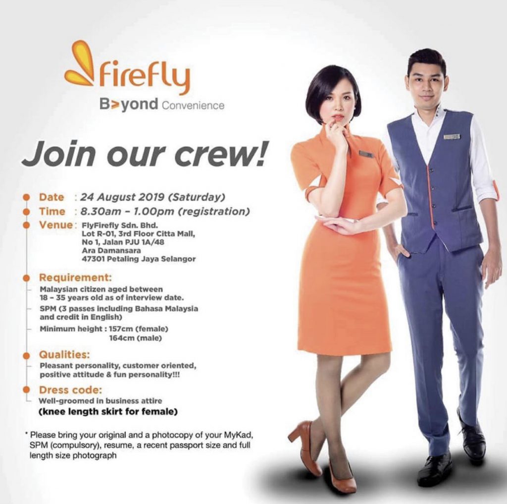Firefly Flight Attendant Recruitment-Aug 2019 (KUL) – Essential ...