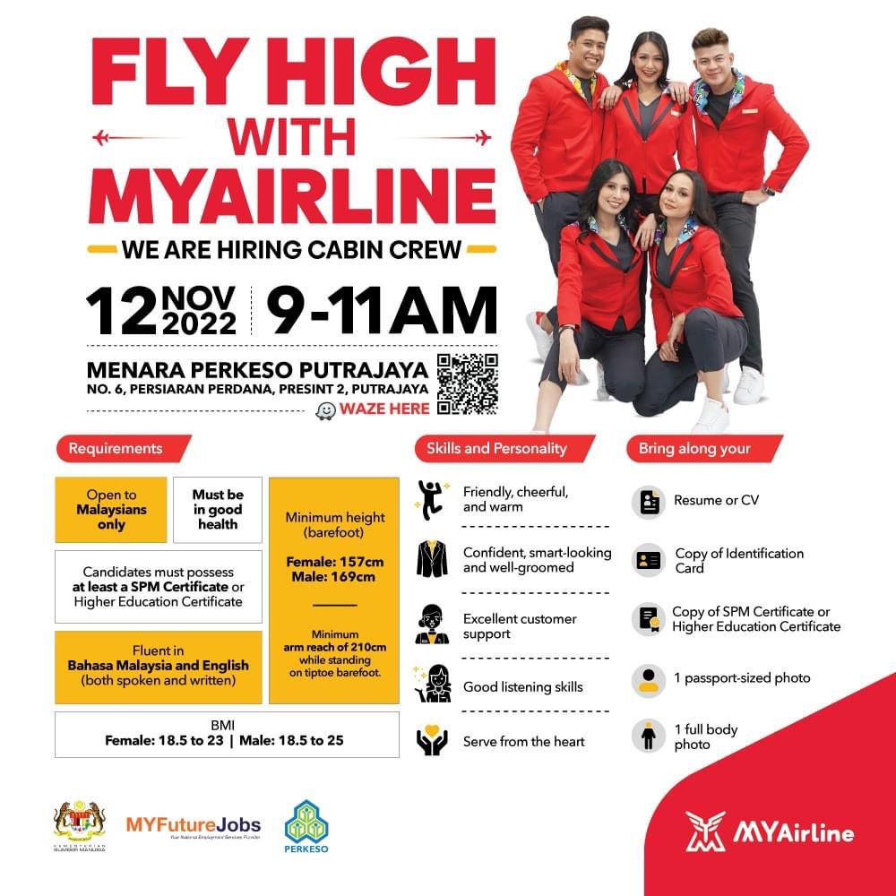 MYAirlines Cabin Crew Recruitment- Nov 2022 (KUL) – Essential Advisory ...